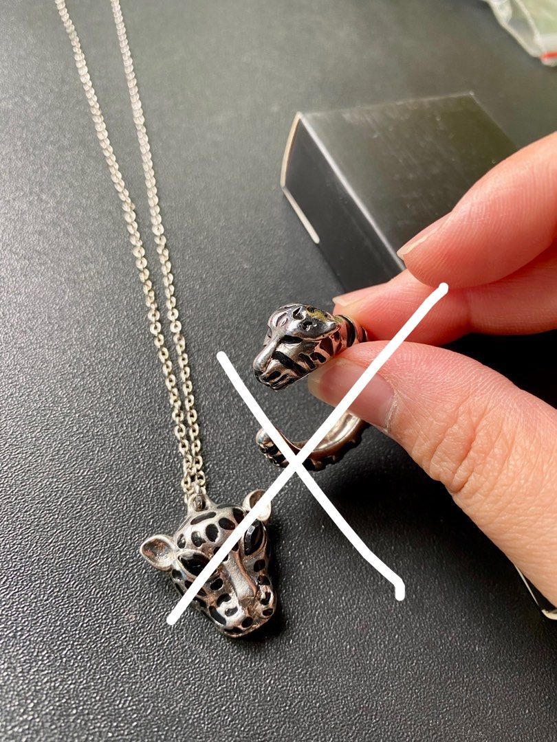 Men Necklaces (alien/ skeleton/ feather wing/ leopard jaguar ring set ...