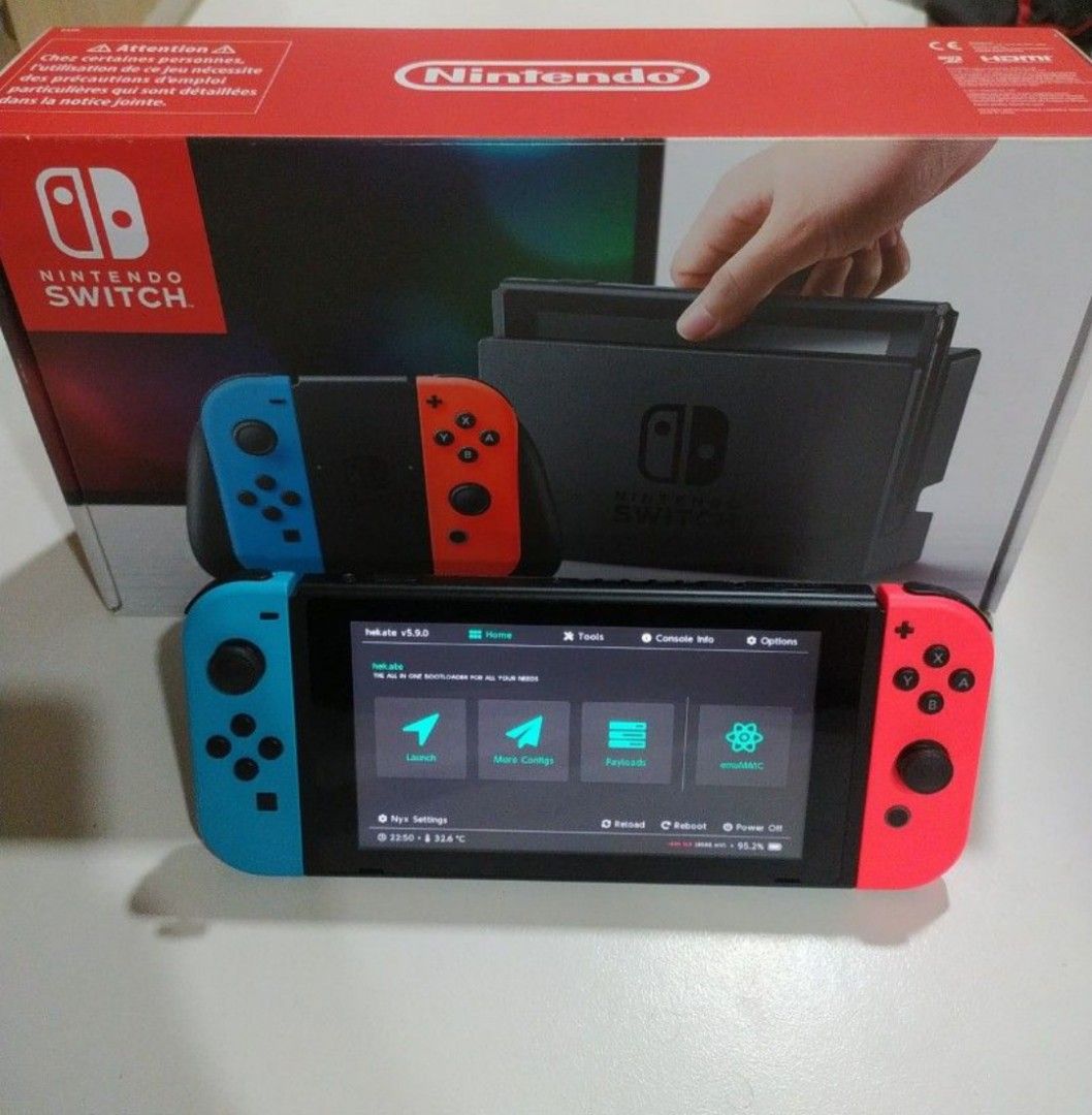 Modded Nintendo Switch Full Set Neon Joycon, Video Gaming, Video Game ...