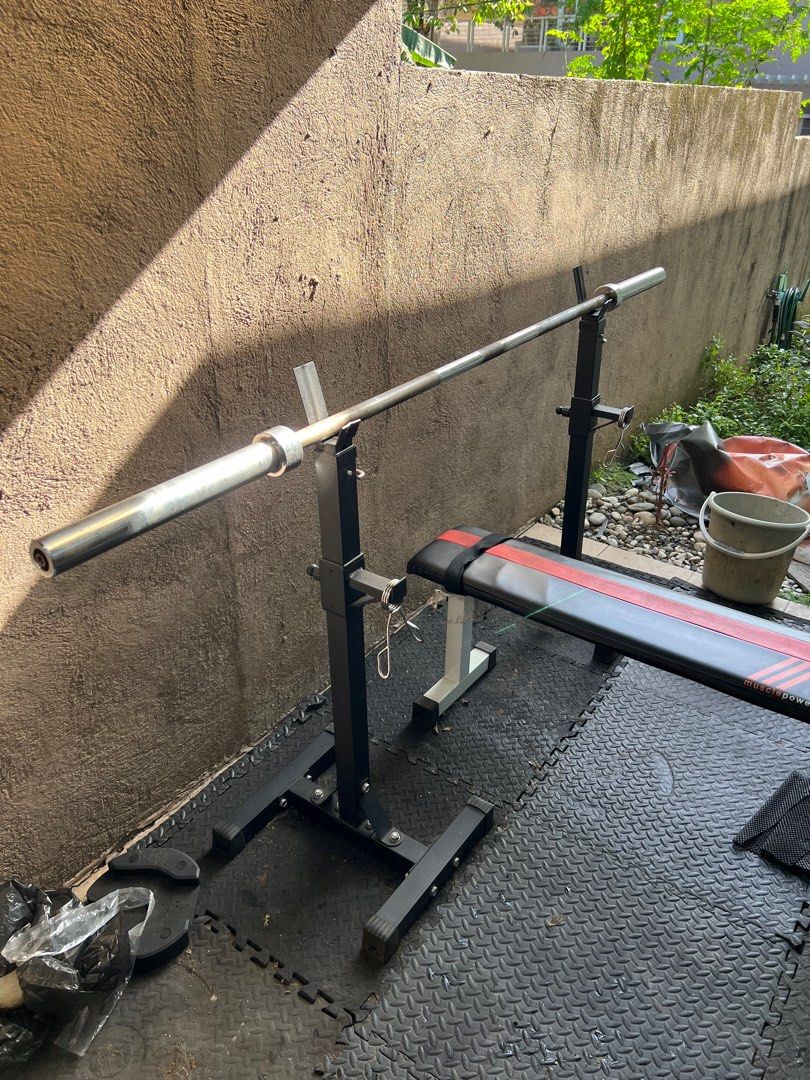 Olympic Bar & squat rack, Sports Equipment, Exercise & Fitness, Weights ...