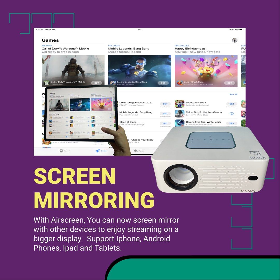 Optron Supreme Projector. Smart projector. Portable projector. Smart tv ...