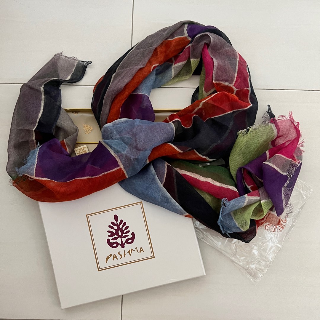 PASHMA Sheer Frayed Scarf, Women's Fashion, Coats, Jackets and Outerwear on Carousell