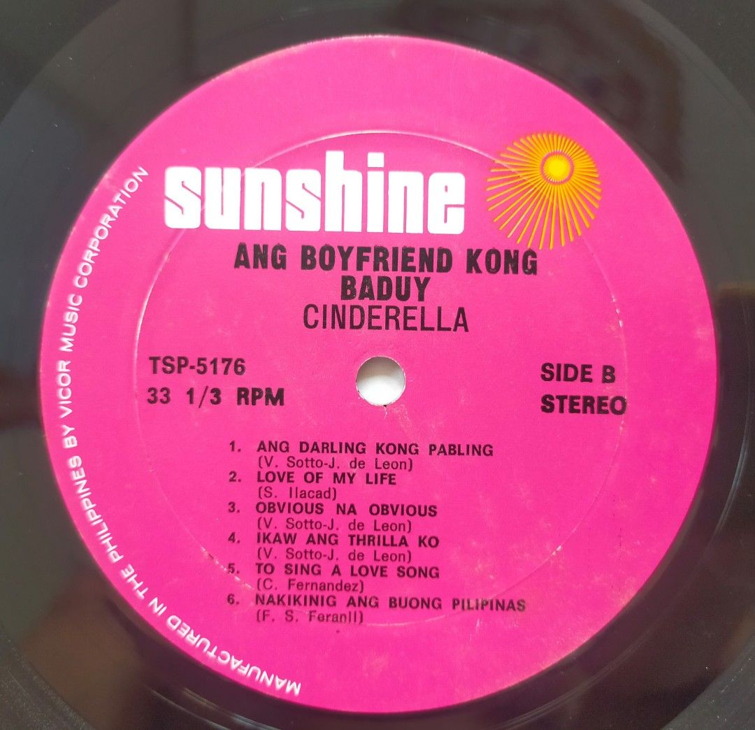 Plaka LP OPM Vinyl Cinderella Ang Boyfriend Kong Baduy Vinyl Record ...