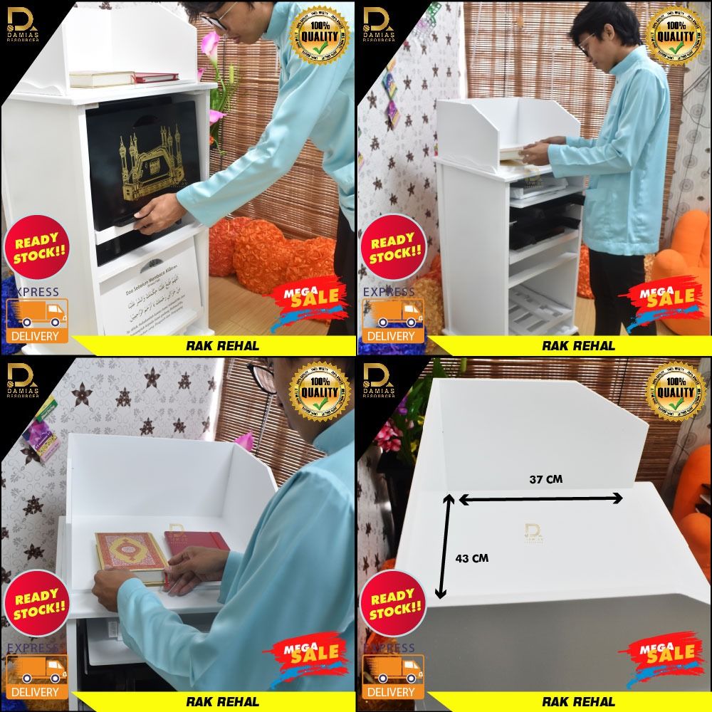 Rak Kabinet Kayu Simpan Susun Rehal Beroda, Furniture & Home Living ...