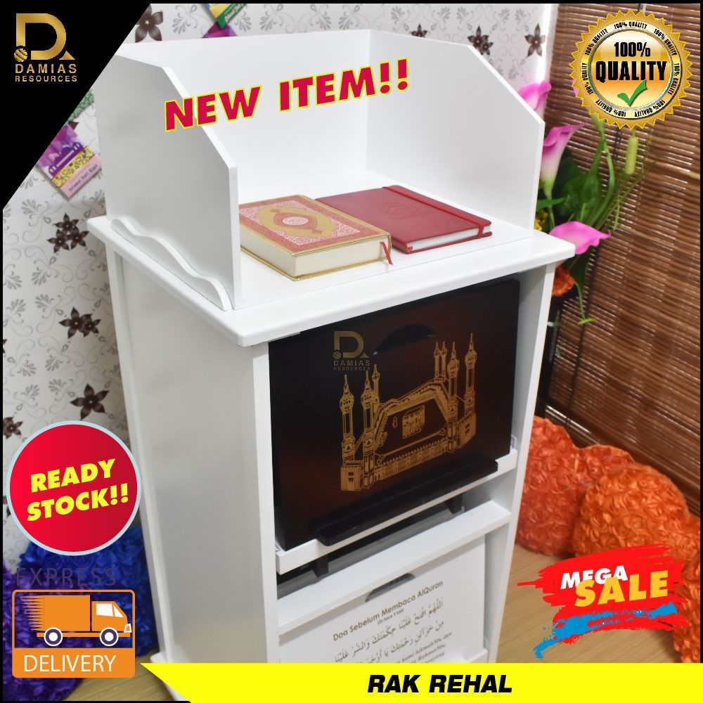 Rak Kabinet Kayu Simpan Susun Rehal Beroda, Furniture & Home Living ...