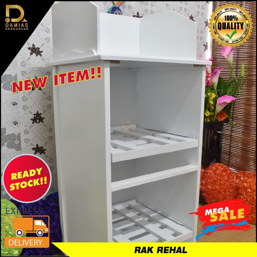 Rak Kabinet Kayu Simpan Susun Rehal Beroda, Furniture & Home Living ...