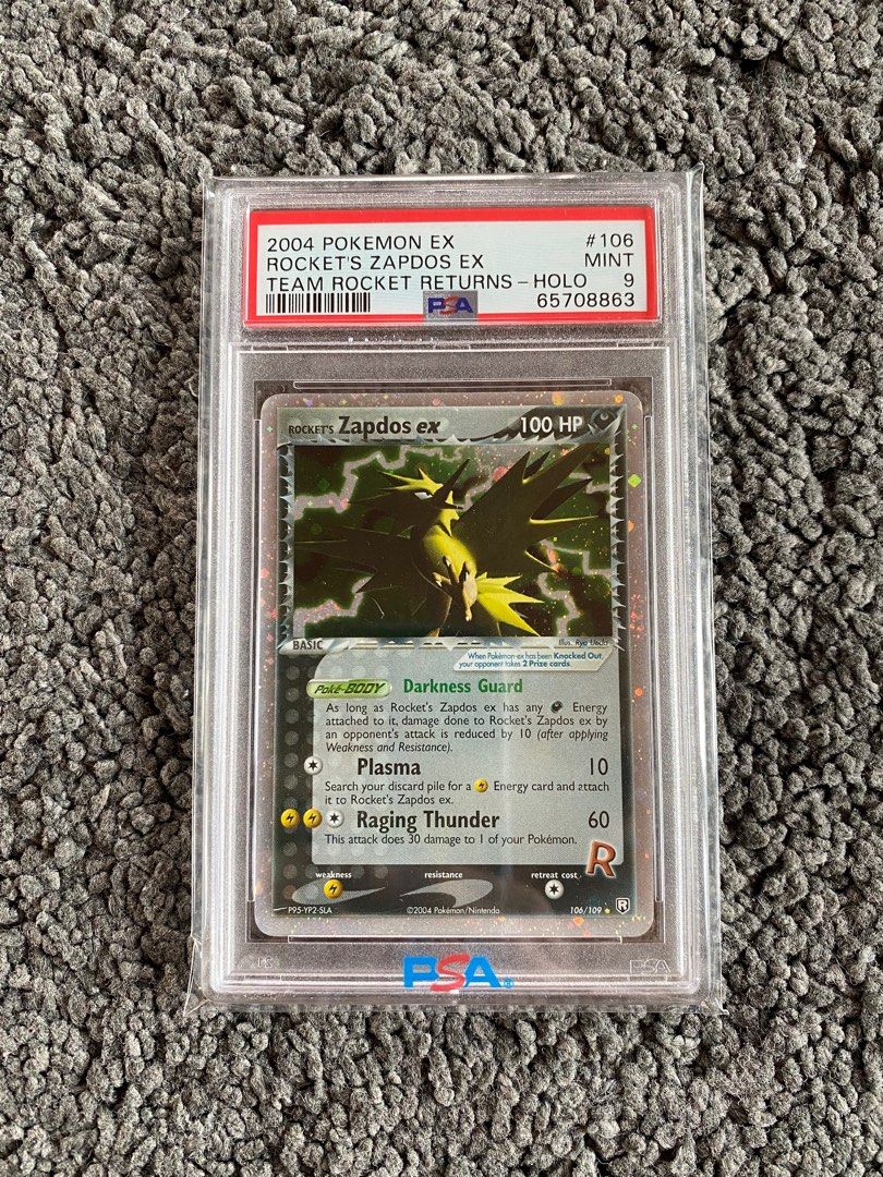Rocket Zapdos EX PSA 9 team rocket returns, Hobbies & Toys, Toys & Games on Carousell