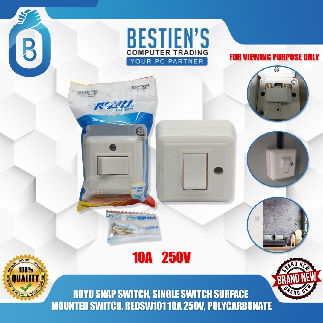 ROYU SNAP SWITCH, SINGLE SWITCH SURFACE MOUNTED SWITCH, REDSW101 10A ...