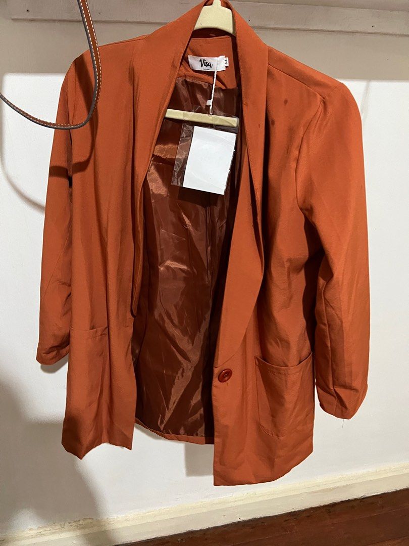 Rust color blazer lightweight, Women's Fashion, Coats, Jackets and ...