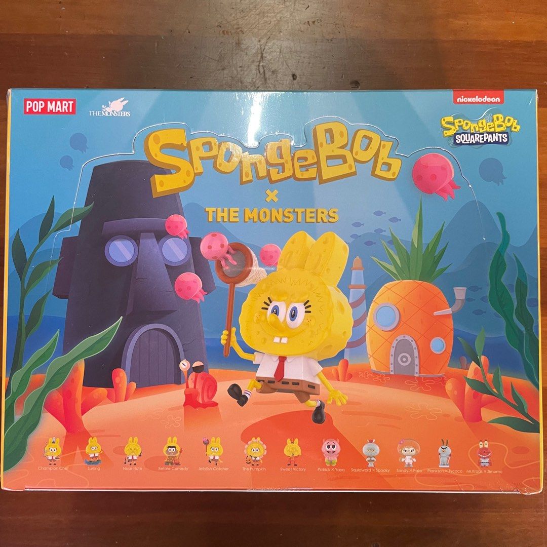 [Sealed Full Set of 12] POPMART Labubu Spongebob X The Monster, Hobbies ...