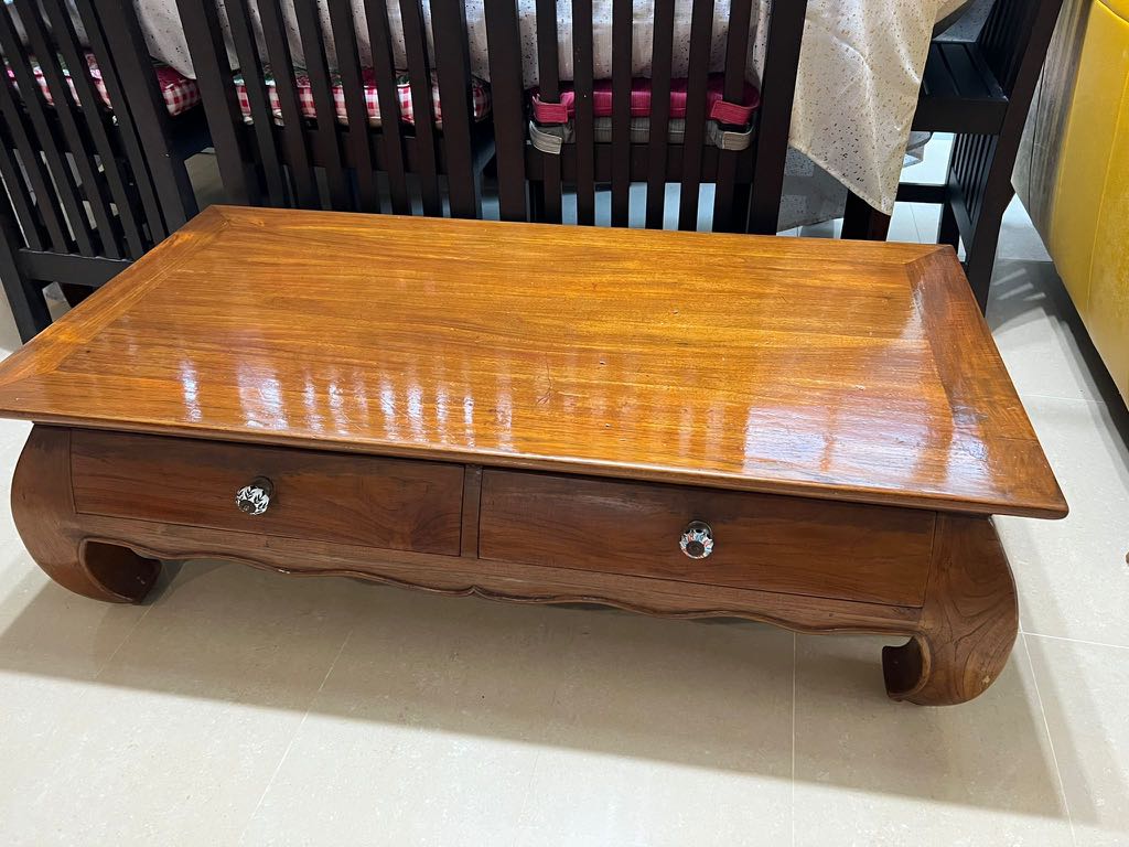 Solid Hand-Crafted Balinese Teak Wood Lacquered Coffee Table, Furniture ...