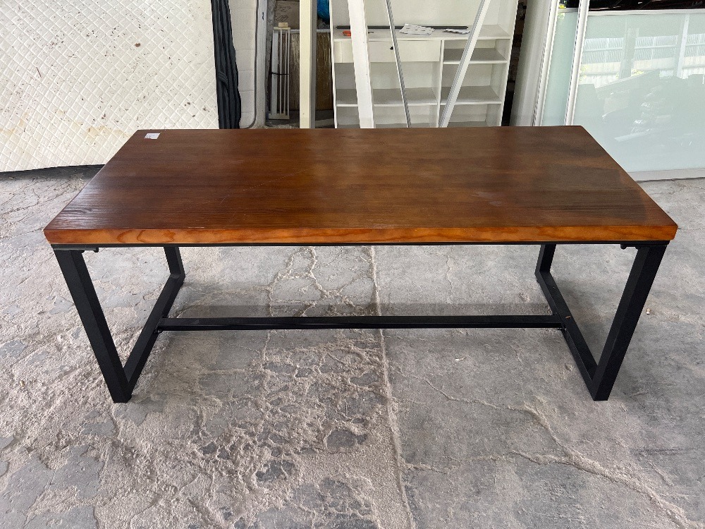 (S)Solid Wood Metal Frame Office Desk / Meja Pejabat Bingkai Logam Kayu ...