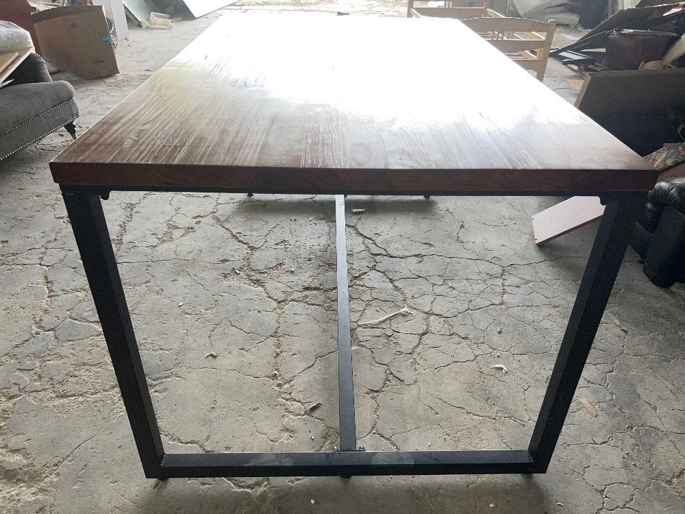 (S)Solid Wood Metal Frame Office Desk / Meja Pejabat Bingkai Logam Kayu ...