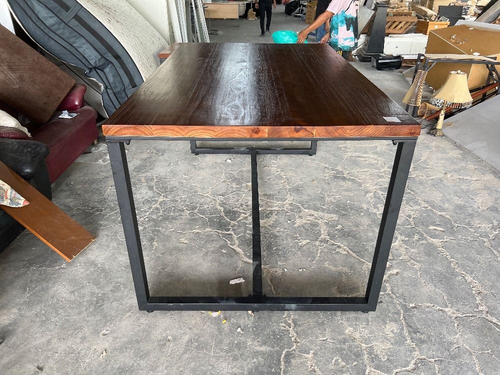 (S)Solid Wood Metal Frame Office Desk / Meja Pejabat Bingkai Logam Kayu ...