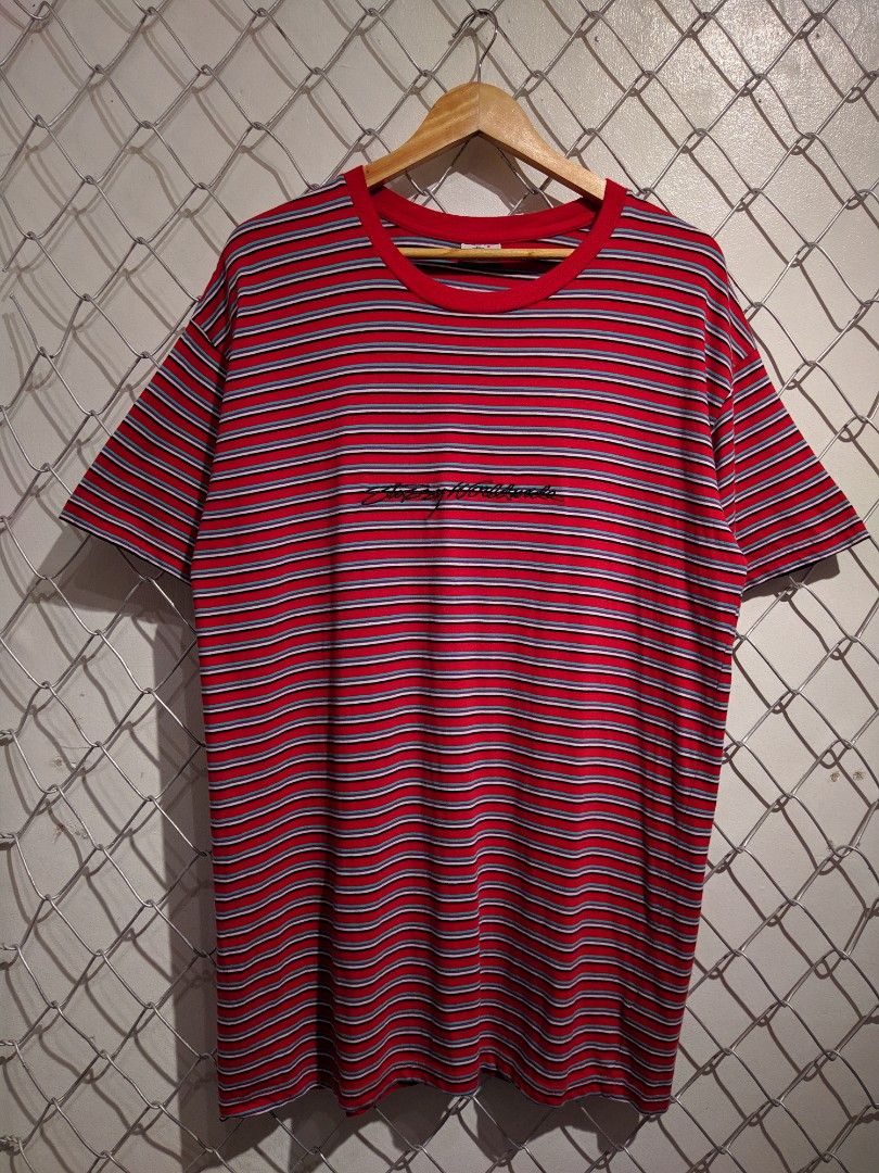 STUSSY EMROIDERED LOGO BLOOD STRIPE TEE, Men's Fashion, Tops & Sets ...