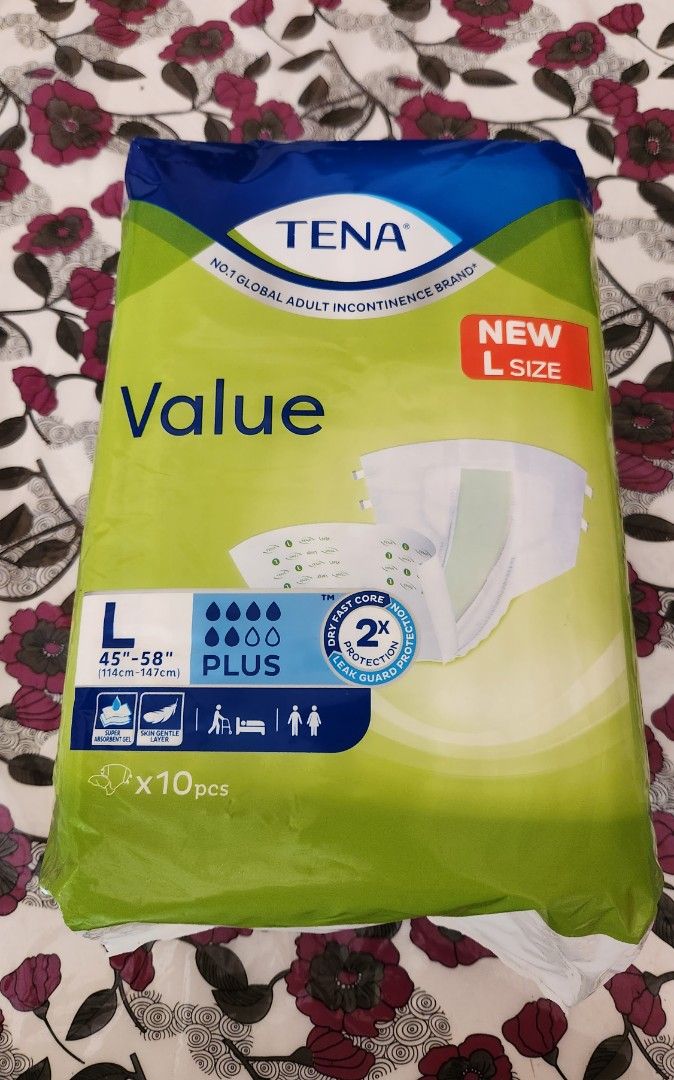 TENA Value L diapers x 4pax, Health & Nutrition, Assistive & Rehabilatory Aids, Adult ...