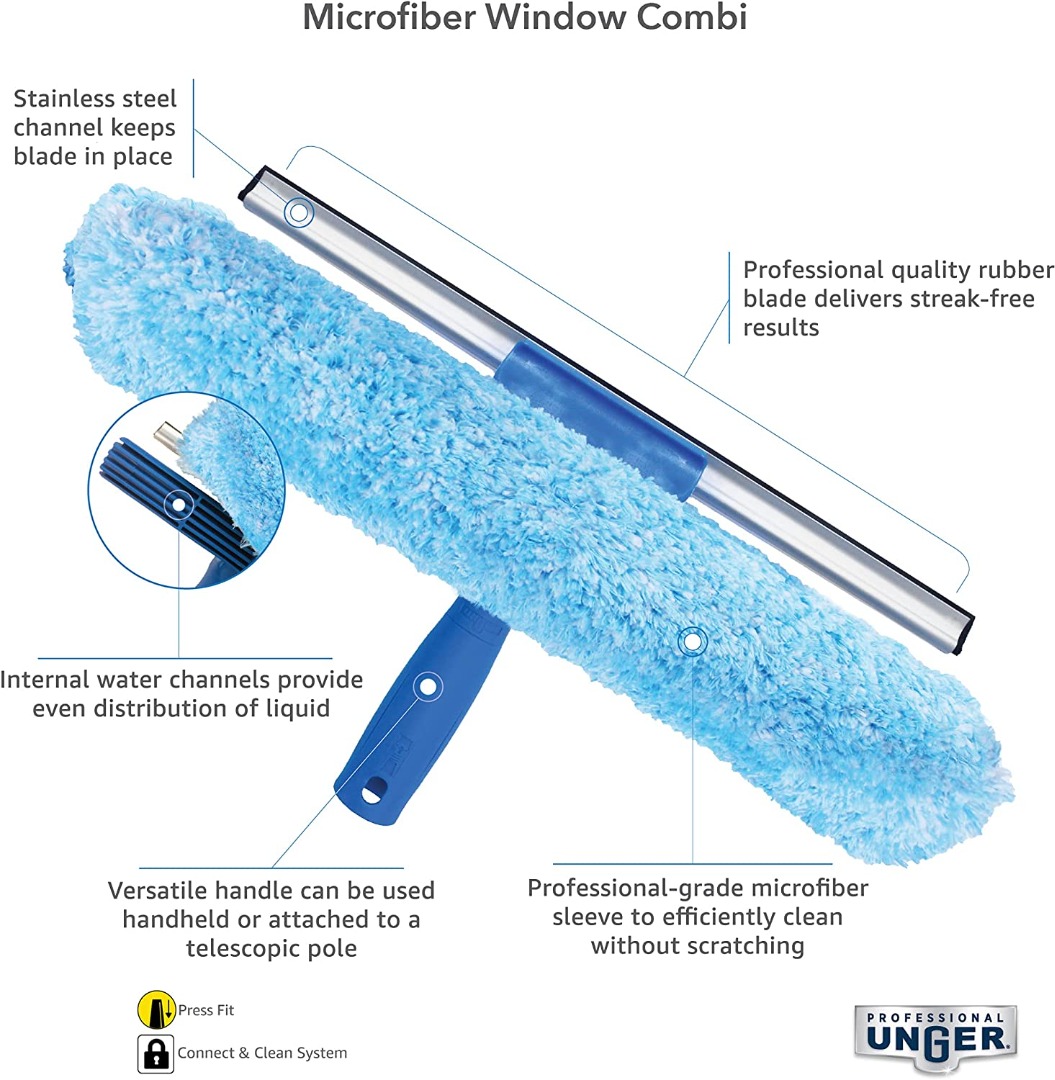 Unger Professional Microfiber Window Combi: 2-in-1 Professional ...