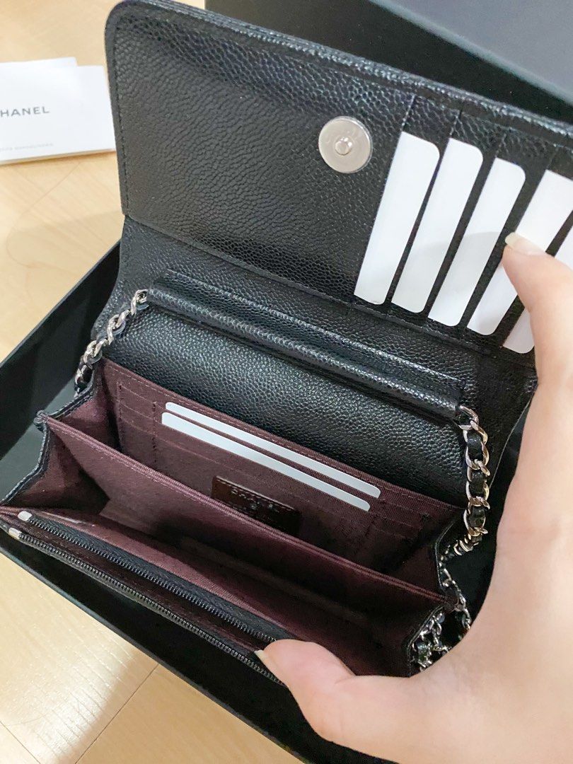 UNUSED AUTHENTIC Series 30 Chanel Black SHW Caviar Leather Mini Wallet ...