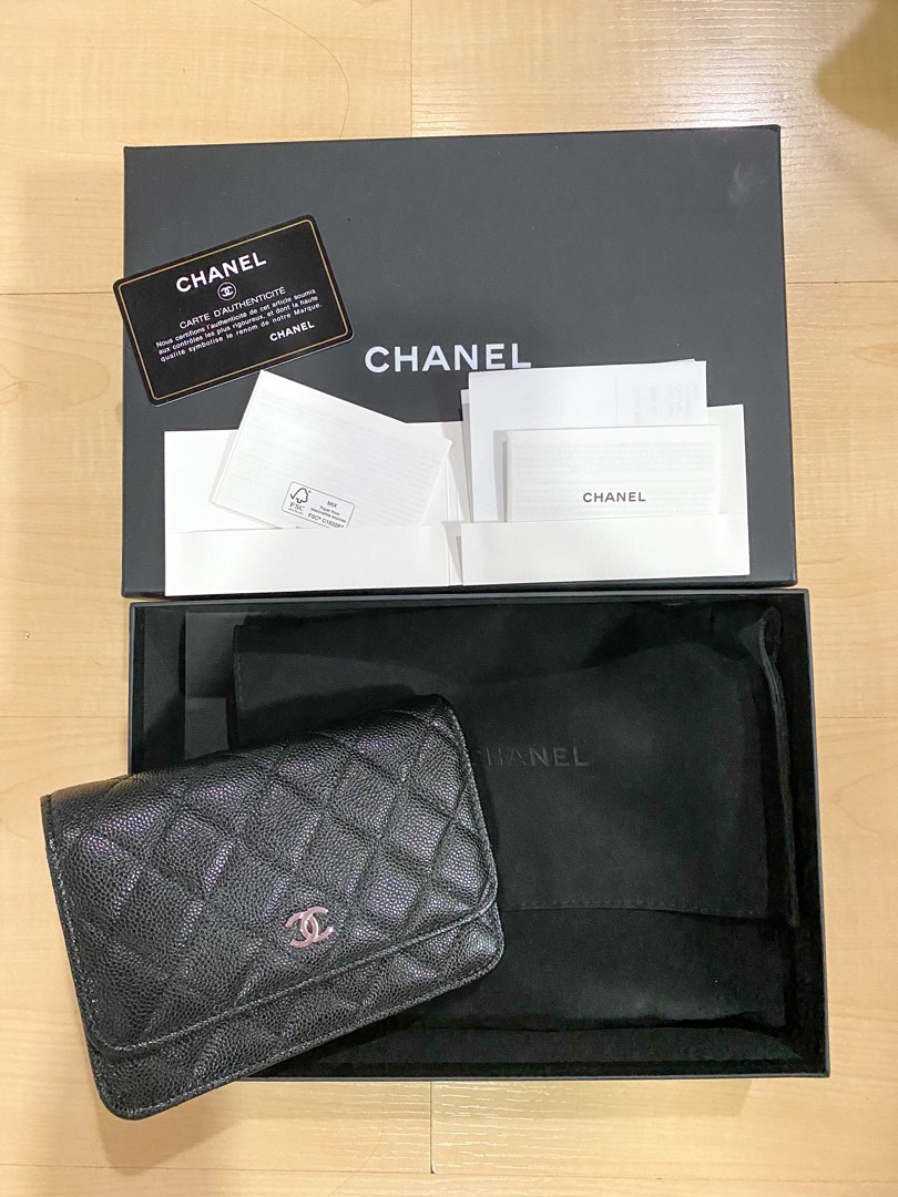 UNUSED AUTHENTIC Series 30 Chanel Black SHW Caviar Leather Mini Wallet ...