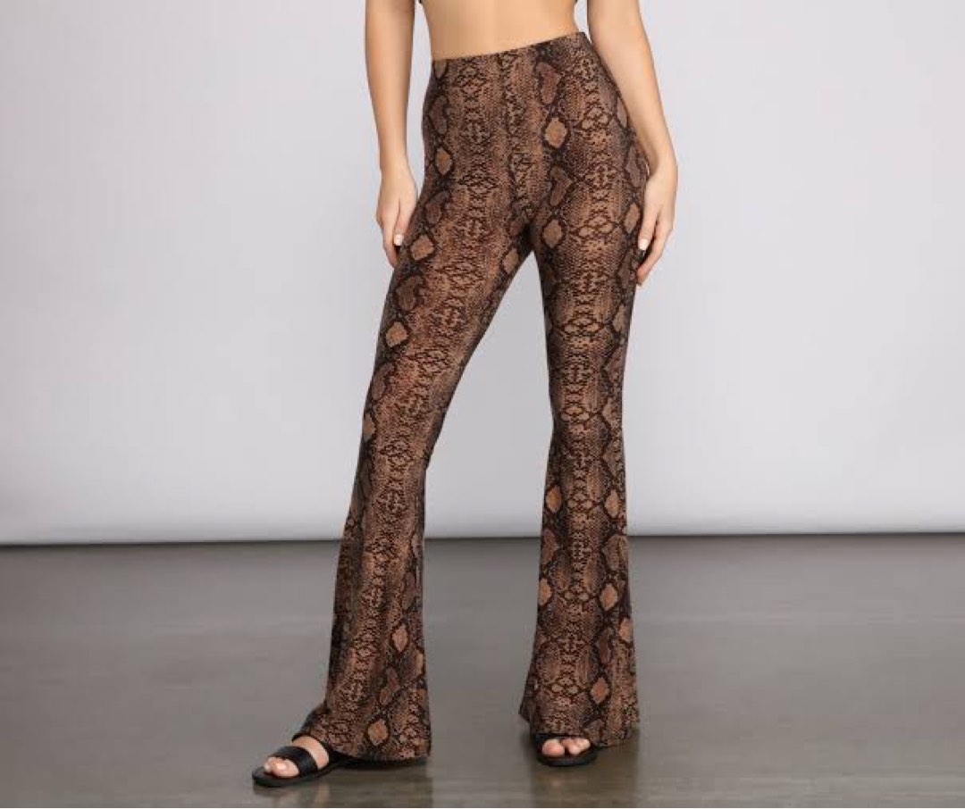 Windsor snake print flare pants, Women's Fashion, Bottoms, Other ...