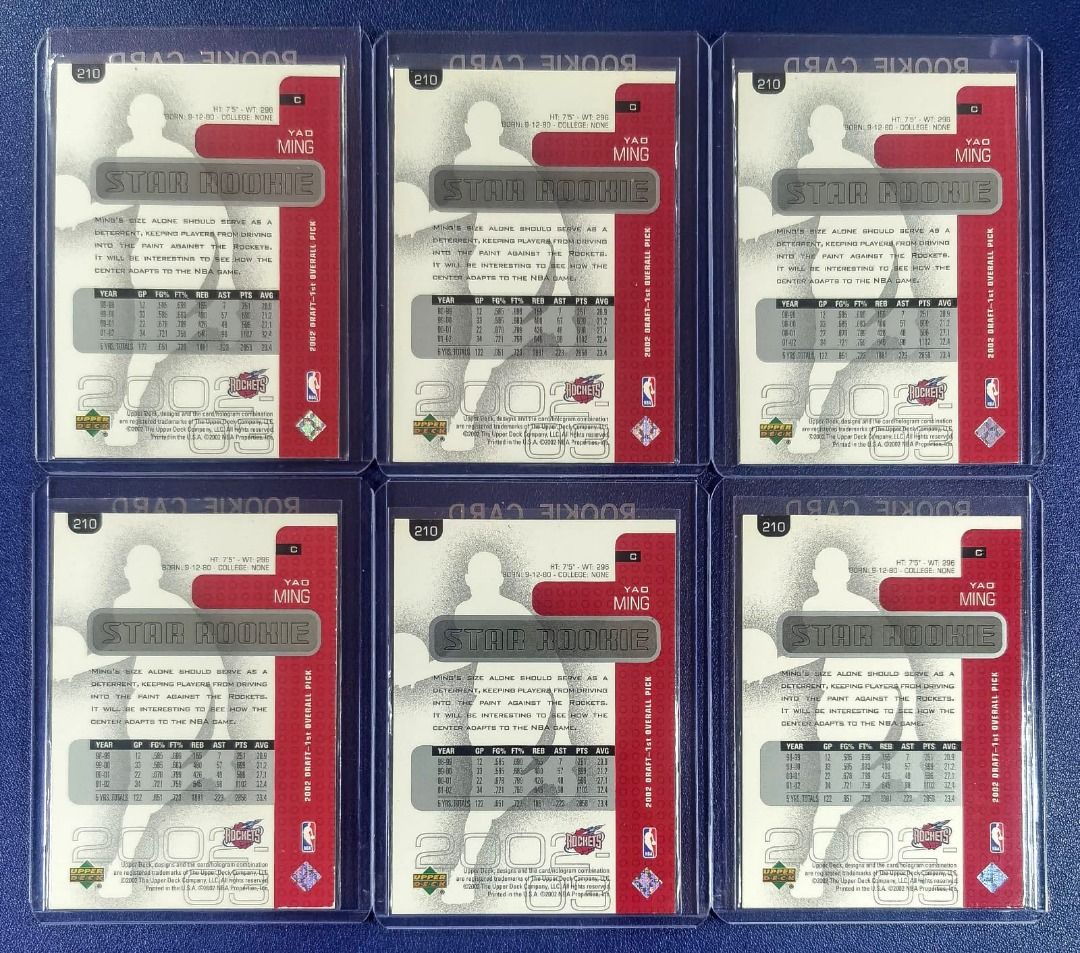Yao Ming Rookie NBA Cards in Rookie Card TopLoader, Hobbies & Toys ...