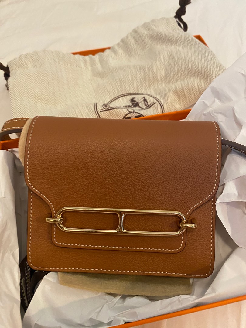 100% Authentic Hermes Roulis Slim Wallet Gold on Gold, Luxury, Bags ...