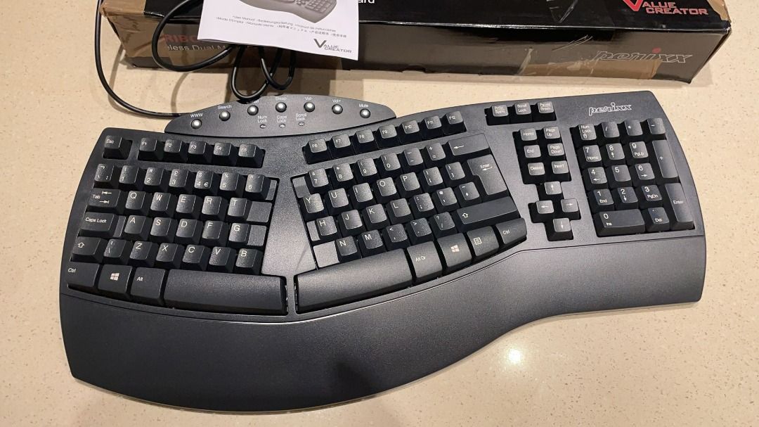 2345) Perixx Periboard-512 Ergonomic Keyboard (Natural Ergonomic Layout ...