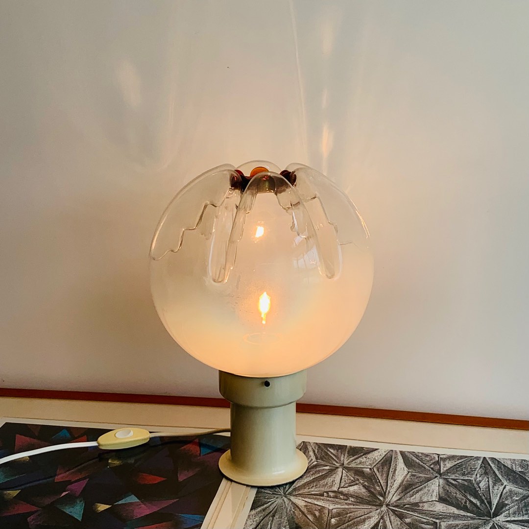 60s vintage two-tone hazel blossom Murano glass table lamp by Toni ...