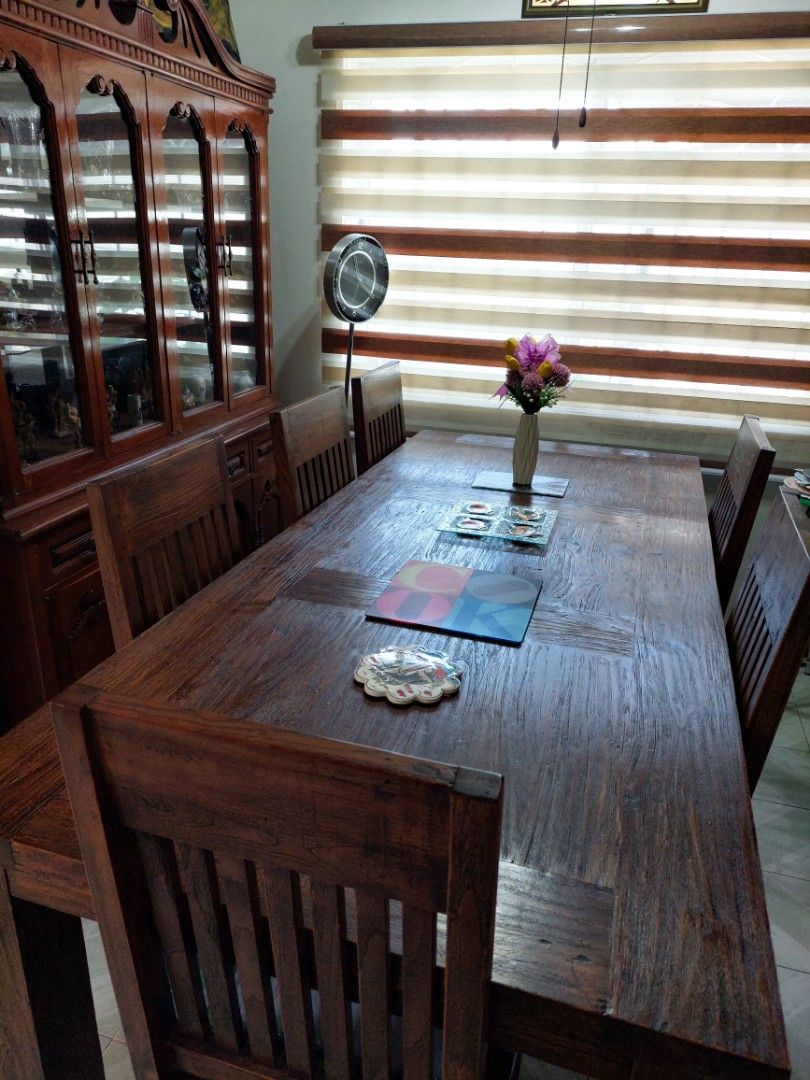 6-seater Solid Indonesian Teakwood Dining Table Set, Furniture & Home ...