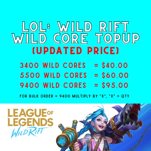 [1100+ Review] League of Legend - Wild Rift Wild Cores Top Up, Video ...