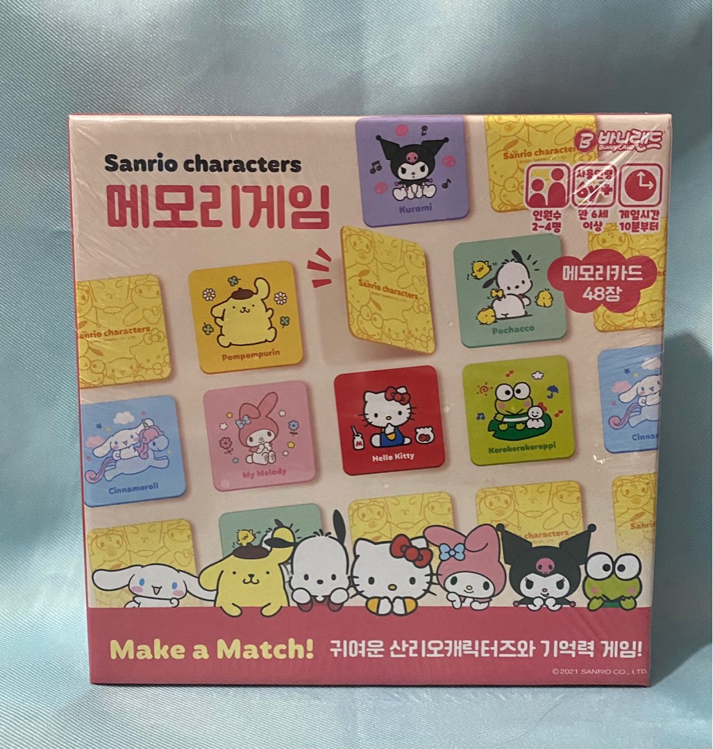 韓版 sanrio 記憶力卡片遊戲 card game hello kitty pochacco pompompurin kuromi ...