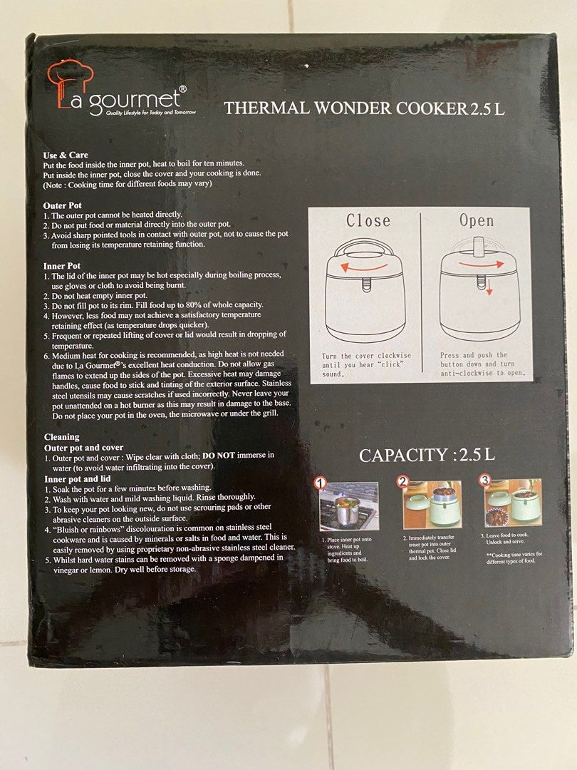 LA Gourmet Thermal Cooker 2.5L, TV & Home Appliances, Kitchen ...