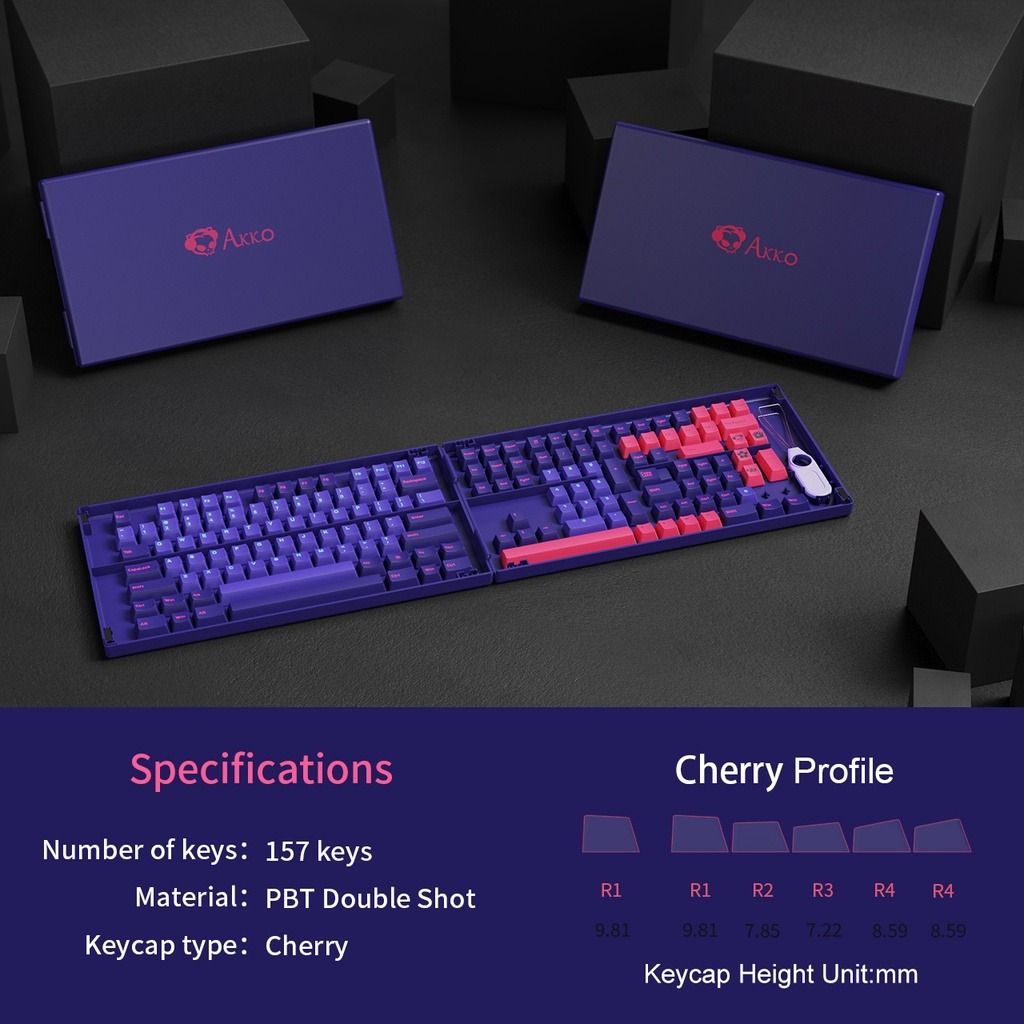 Akko Neon Laser Cherry Profile Doubleshot PBT Keycaps, Computers & Tech ...