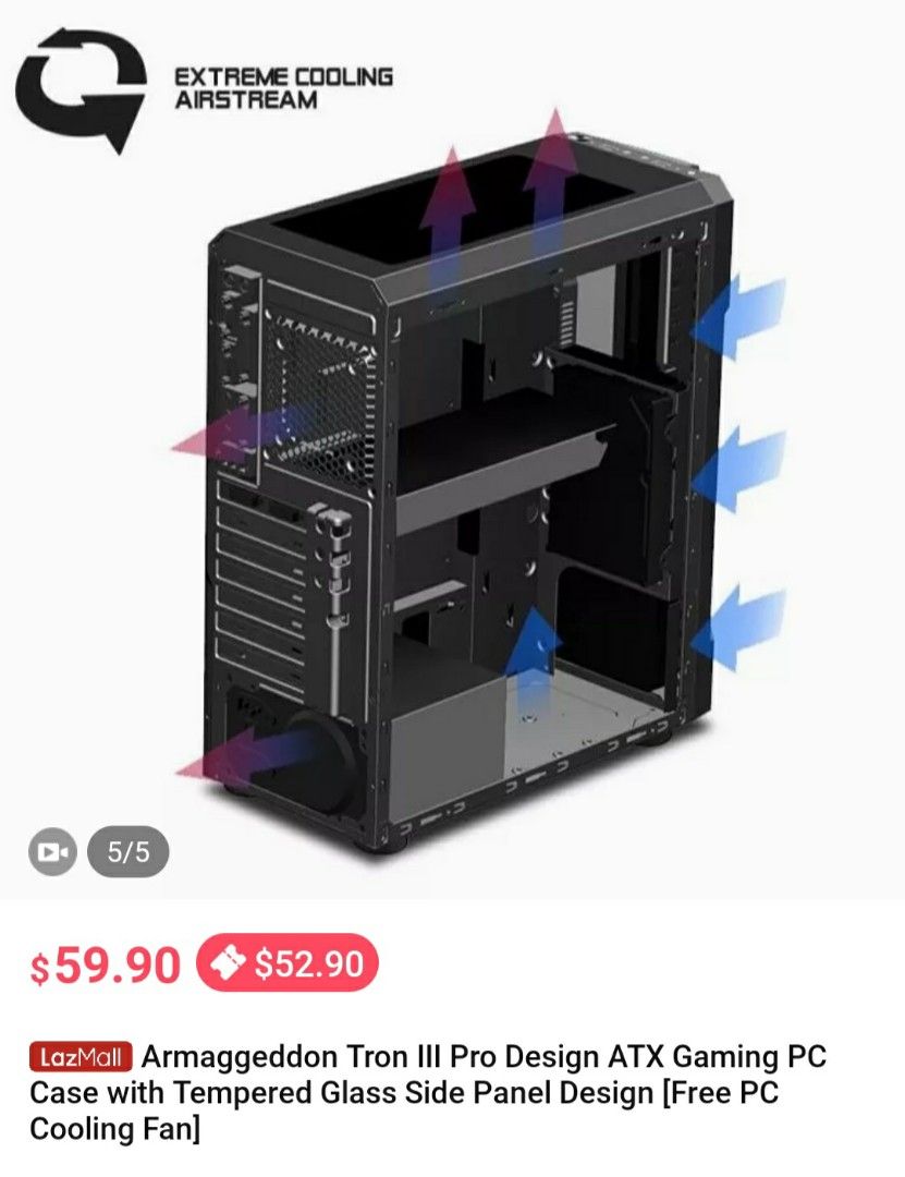 Armaggeddon Tron III ATX RGB Casing, Computers & Tech, Desktops on ...