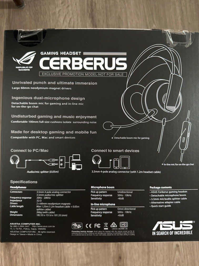 ASUS ROG CERBERUS Gaming Headset, Audio, Headphones & Headsets on Carousell