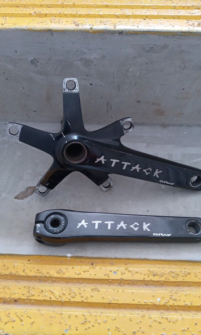 Attack gray crank arm, Sports Equipment, Bicycles & Parts, Parts & Accessories on Carousell