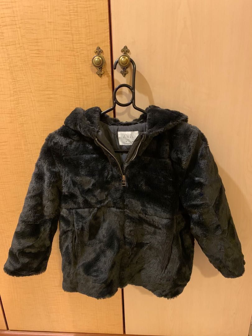 Authentic ZARA Kids Faux Fur Coat, Babies & Kids, Babies & Kids Fashion on Carousell