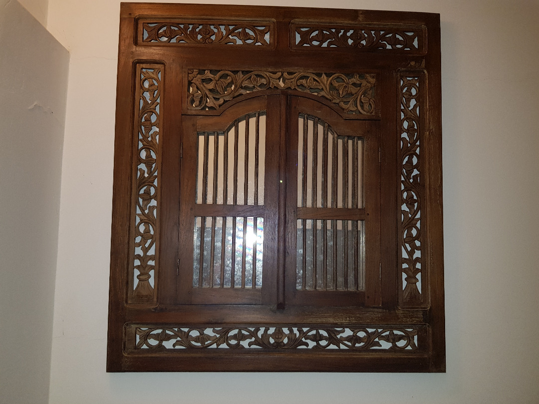 Balinese Carved Timber Prison Jail Door Mirror, Furniture & Home Living ...