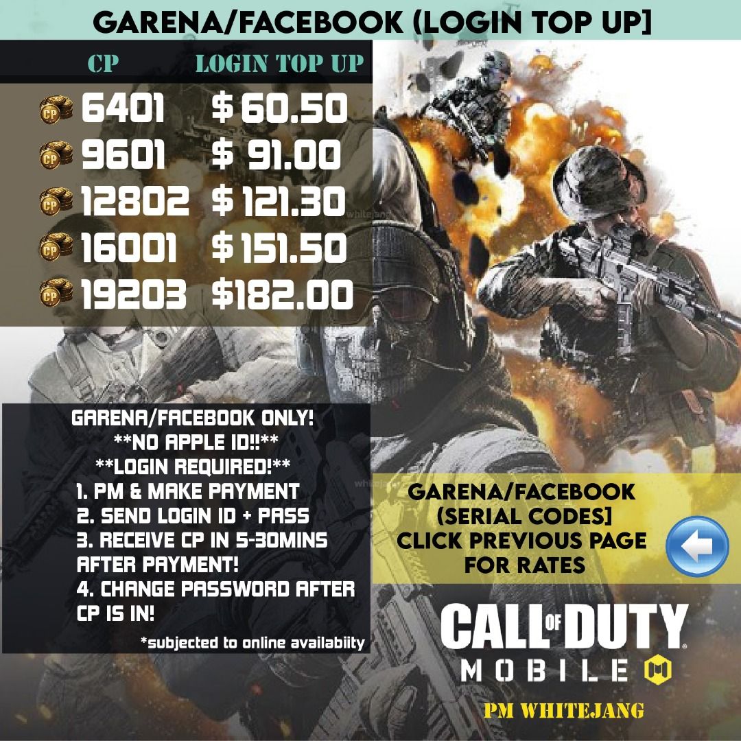 Call of Duty CODM CP Top Up, Video Gaming, Gaming Accessories, Game ...