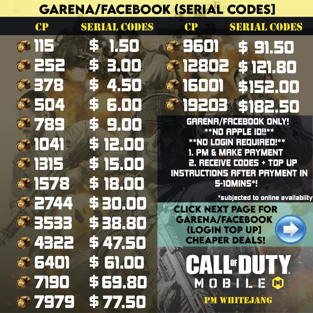 Call of Duty CODM CP Top Up, Video Gaming, Gaming Accessories, Game ...