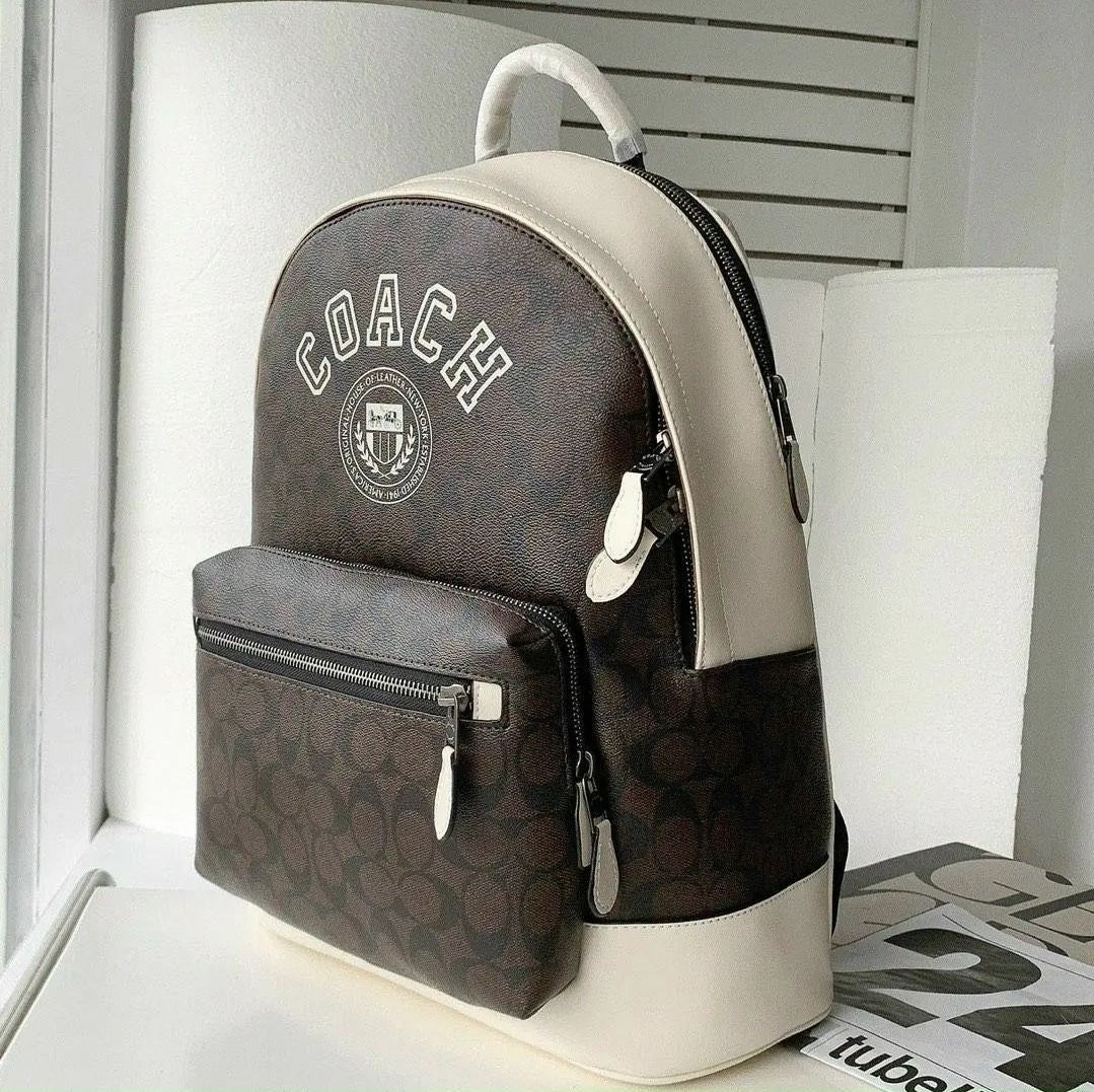 CB909 Coach West Backpack In Signature Canvas With Varsity Motif ...
