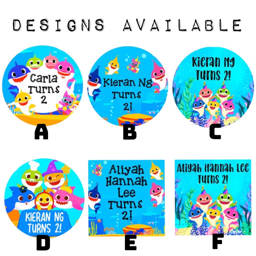 Customised Personalised Baby Shark Birthday Stickers / Tags, Hobbies ...