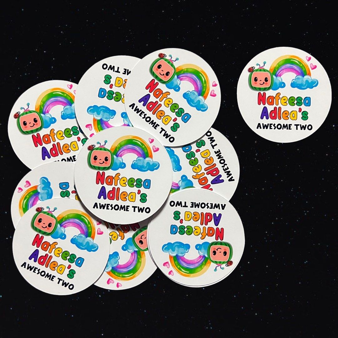 Customised Personalised Cocomelon Birthday Stickers / Tags, Hobbies ...