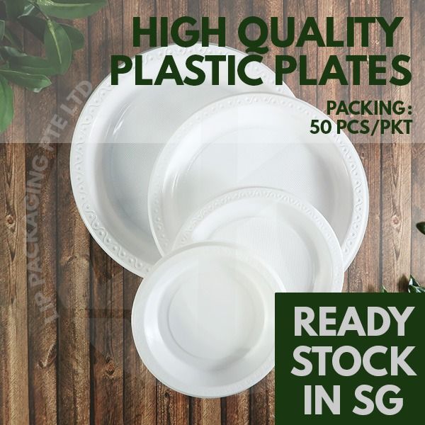 Disposable Plastic Plates (Round), Furniture & Home Living, Kitchenware ...