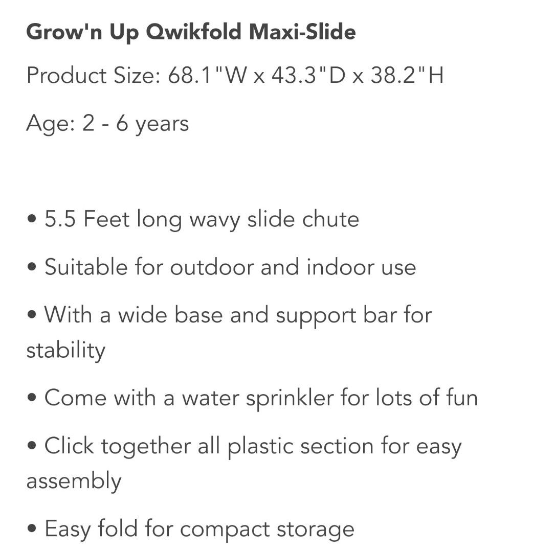 Grow'n Up Qwikfold Maxi-Slide, Babies & Kids, Infant Playtime on Carousell
