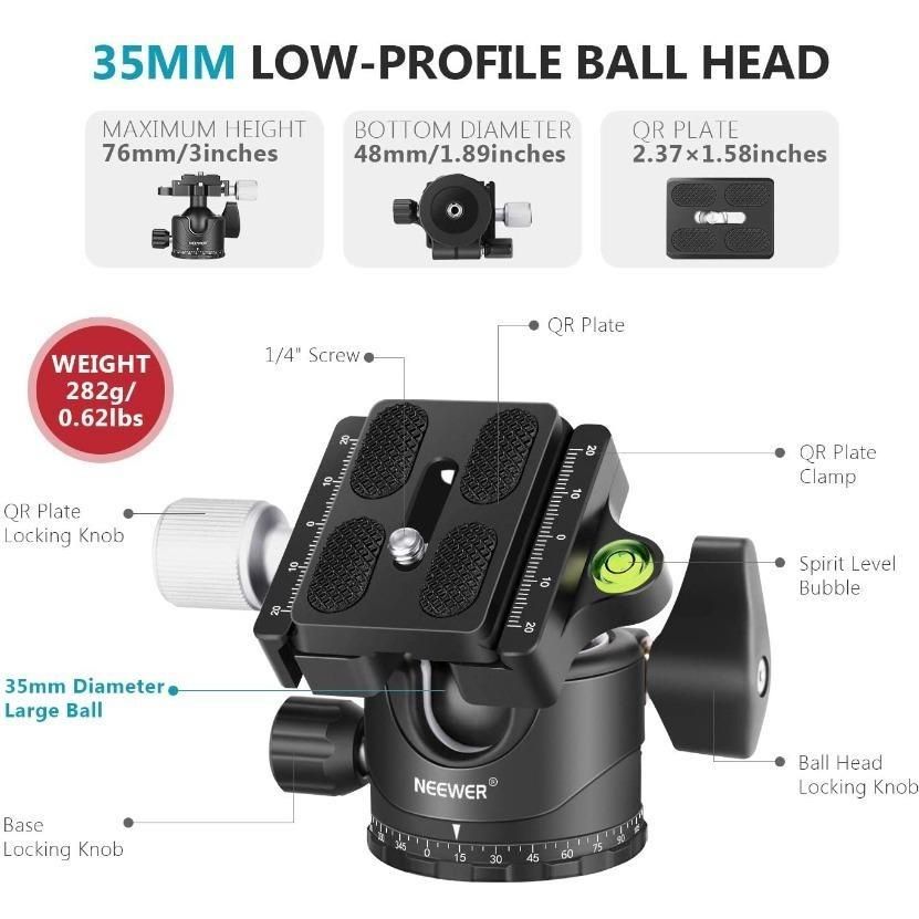 [instock] Neewer Professional 35MM Low-Profile Ball Head 360 Degree ...