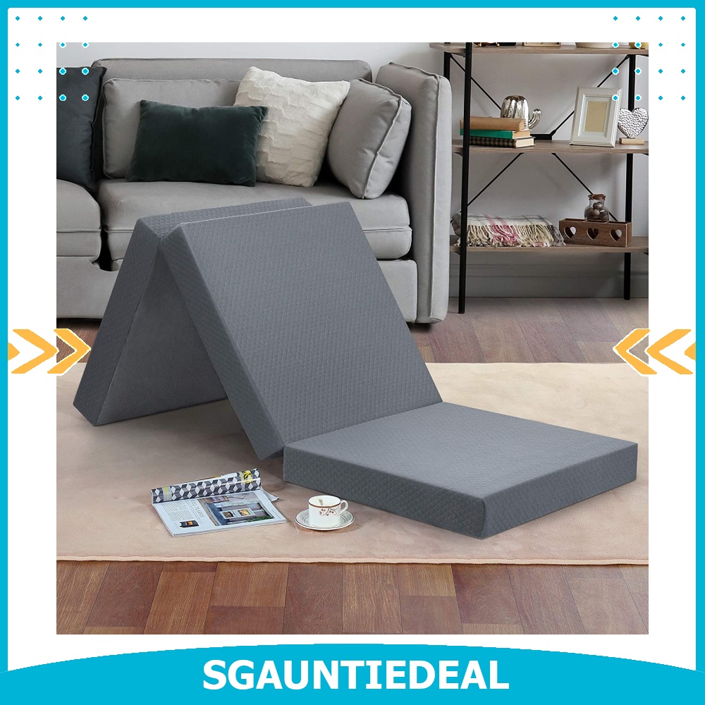 [instock] Olee Sleep Tri-Folding Memory Foam Topper, 4 inch, Grey ...