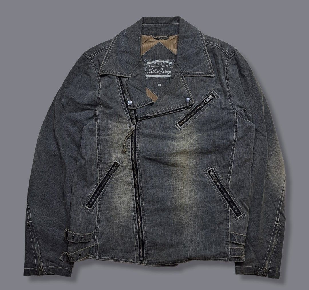Japanese perfecto denim jacket, Fesyen Pria, Pakaian , Baju Luaran di ...