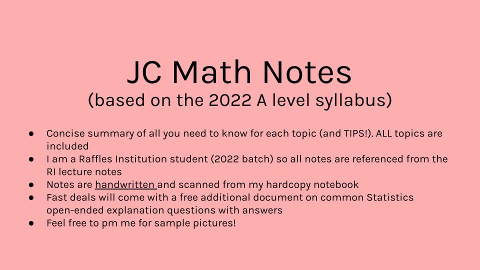 JC Math Notes, Everything Else on Carousell