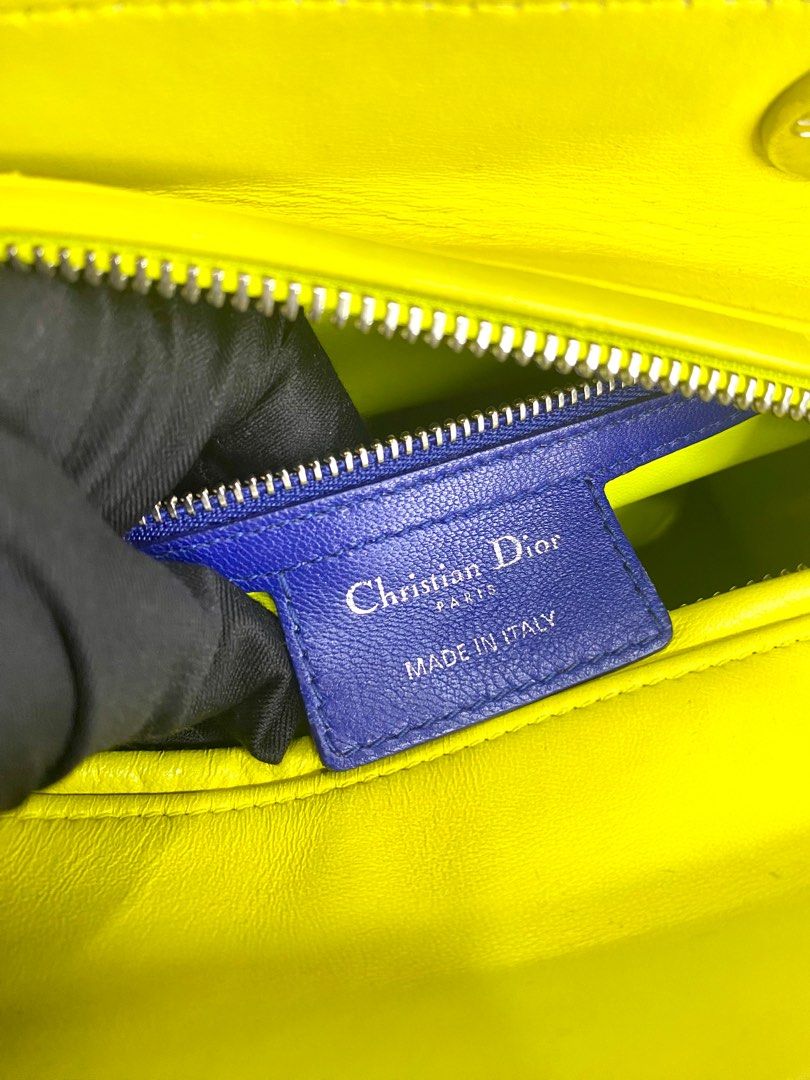 LADY DIOR MEDIUM TRICOLOR FUSCHIA YELLOW INDIGO, Luxury, Bags & Wallets ...