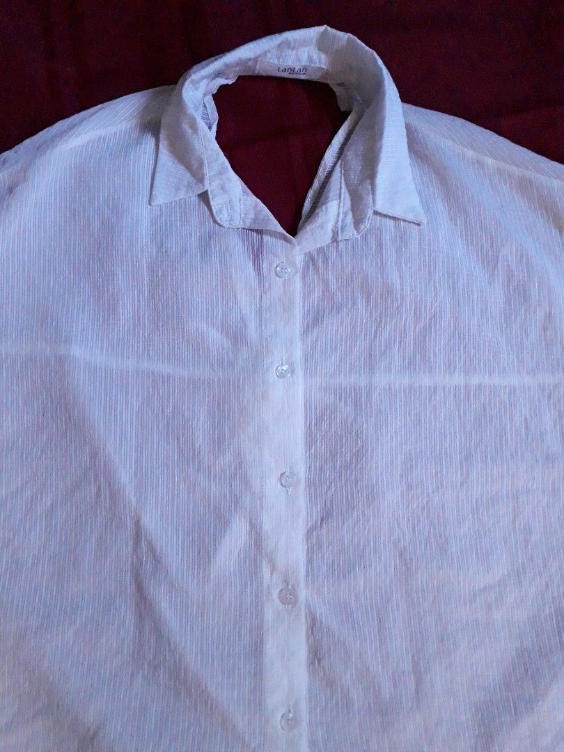Lan Lan Thin White Blouse with Open Upper Back Design, Women's Fashion ...